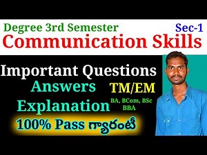 Degree 3rd semester Communication Skills Important Questions with Answers #communication_skills #ou