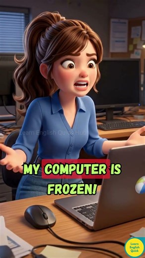 When your computer FREEZES! 💻🥶 #shorts #englishlearningpodcast #podcast #learntopodcast