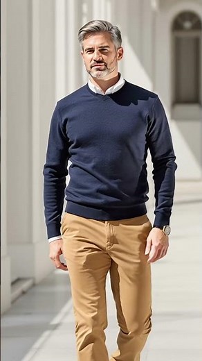 Navy Blue Blazer & Tan Pants Outfits for Men | Business Casual Style