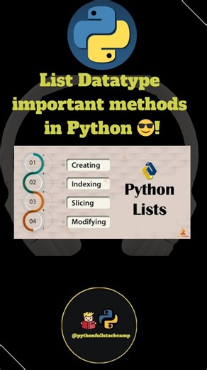 pythonfullstackcamp on Instagram: "Very important list methods for daily use for Python developers 🐍💻 python list methods list methods in python python lists tutorial python append method python list remove method python sort list python list comprehension python list functions and methods common python list methods python list operations with examples #pythondev #pythondeveloper #pythonprogramminglanguage #pythonprogrammer #pythonfullstack"