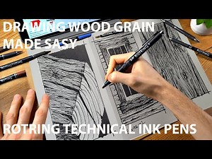 Mastering Wood Grain Drawing with Rotring Technical Ink Pens | Step-by-Step Guide