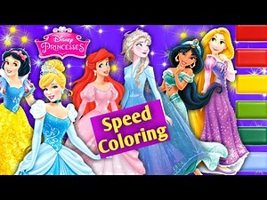 Speed Coloring | Glitter Colors | Disney Princesses Coloring Page