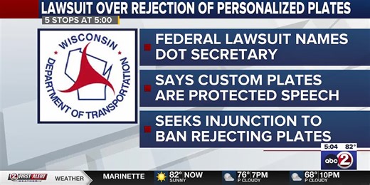Wisconsin law firm seeks injunction to stop restricting of personalized vehicle registration plates