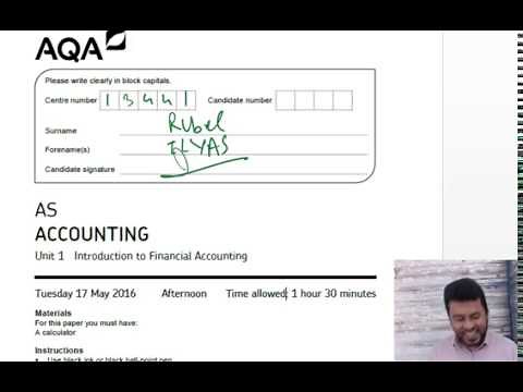 Income statement (AQA A-Level Accounting Past paper Unit 1 June 2016 Q1)