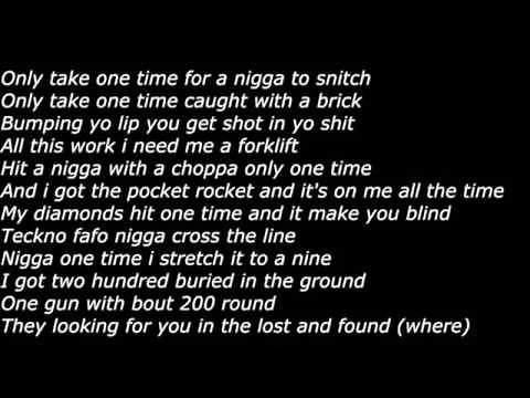 Migos-One Time Lyrics on screen