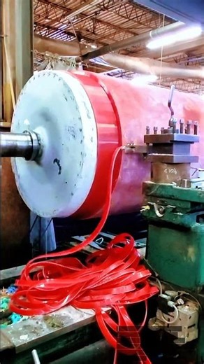 Industrial Rubber Sheet Peeling Process Using Lathe Machine