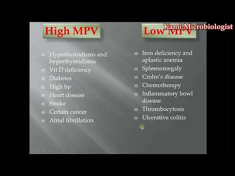 Mean Platelet Volume (MPV) blood test/ purpose/ high & low MPV/ calculation/ procedure