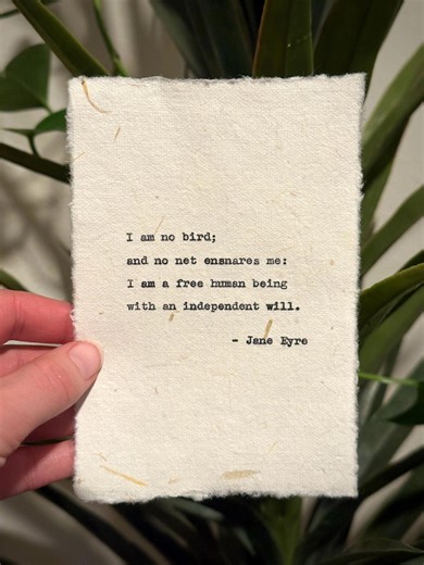 Jane Eyre Typewriter Quote Print | I Am No Bird | 4x6 Deckled Edge Paper - Etsy