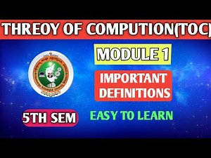 BCS503 || THEORY OF COMPUTATION || MODULE 1 || IMPORTANT DEFINITIONS || VTU TOC 2022 SCHEME ||