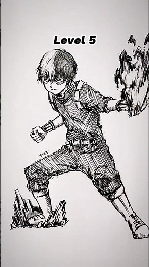 How to Draw Shoto Todoroki in different levels 😳 #shorts #anime #drawing