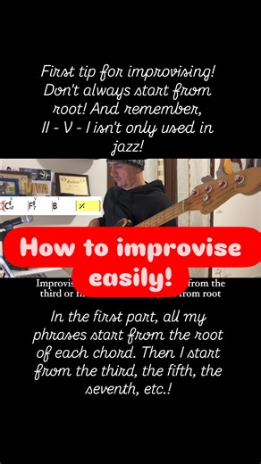 Using a simple II - V - I backing track in ballad style for practice improvisation. In the first part, all my phrases start from the root of each chord. Then I start from the third, the fifth, the seventh, etc.! Backing track - https://drive.google.com/file/d/1qZW2zE1muDBvn1mZV-oiWeuAKF7CCNuy/view?usp=drive_link This are all my books in various format and. languages. Go to www,igorsardi.com (INSERT THE CODE - igorbook TO GET THE DISCOUNT AT CHECKOUT!) Jaco Pastorius: complete study 500 exercises
