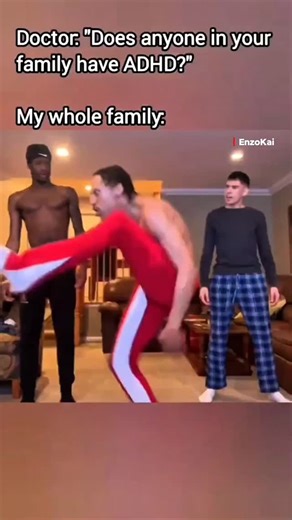 Enzo Kai on Instagram: "Does anyone in your family have ADHD?" ADHD (Attention-Deficit/Hyperactivity Disorder) is a neurodevelopmental condition that affects attention, impulse control, and activity levels. It can appear in childhood and often continues into adulthood. People with ADHD may struggle to focus, stay organized, manage time, or sit still, even when they want to. ADHD is not caused by laziness or lack of intelligence; it is linked to differences in how the brain regulates attention an