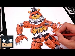 How To Draw Nightmare Freddy | FNAF Draw & Color Tutorial (Step by Step) - Videos For Kids