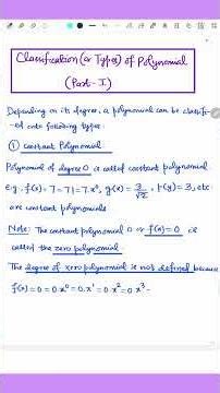 Classification of Polynomials (Part-I) | POLYNOMIALS–4 #polynomials #degreeofpolynomial #maths