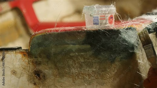 Building up fiberglass repairing fishing boat transom