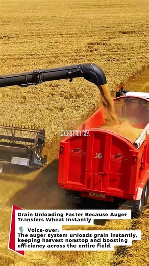 Grain Unloading Faster Because Auger Transfers Wheat Instantly #harvester #grain #farming