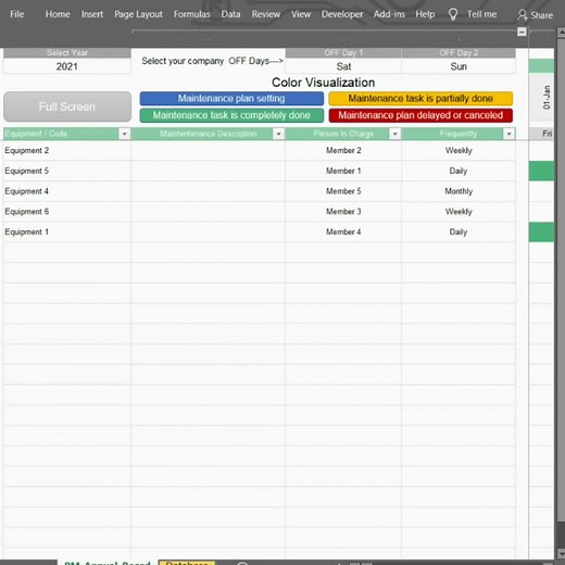 Excel Equipment Maintenance Management Template