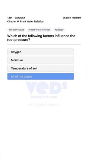 Root Pressure Factors Plant Water Relation Biology 12th