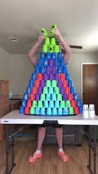 Biggest Cup Tower (100th Cup Stacking Video) #shorts