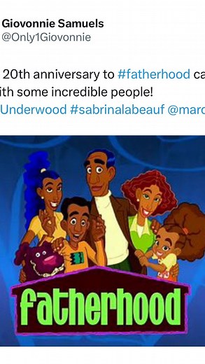 Happy 20th anniversary to the cast and crew of #Fatherhood We other had two seasons but I’m so grateful for my first animated series! Best of all the great @blairunderwood_official @brinabeaufort played my mom and dad! • • • • #giovonniesamuels #fatherhood #nickelodeon #nickatnite #cartoon #2000’s #wow | Giovonnie Samuels
