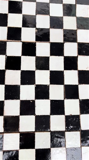 Obsessed! Such a classic combo! 🖤🤍 ✨New Zellige Mosaic Mat ✨ #blackandwhite #zellige #tile #obsessed #handmade