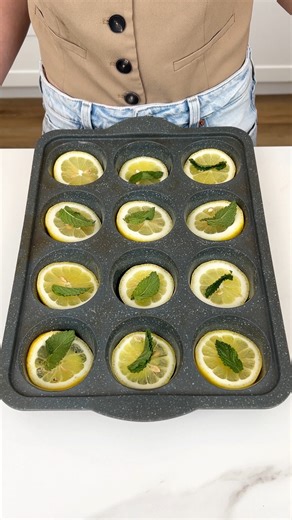 178K views · 918 reactions | Genius ice hack I make cucumber lemon mint ice in my muffin tin. | Justine Kameron | Facebook