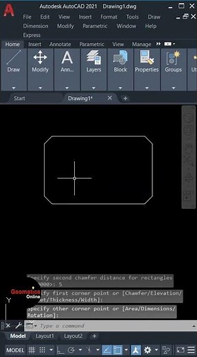 How To Use Rectangle chamfer In AutoCAD