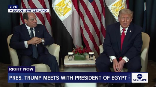 HAPPENING NOW: President Trump holds a bilateral meeting with the president of Egypt in Davos, Switzerland. https://abcnews.go.com/Politics/trump-speak-world-economic-forum-amid-feud-nato/story?id=129393695 | ABC World News Tonight with David Muir