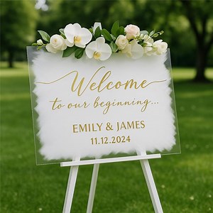 Custom Acrylic Wedding Welcome Sign, Frosted Entrance Sign, 3D Name Sign for Bride and Groom, Rustic Wedding Decor, Elegant Wedding Signage - Etsy