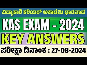 Key Answers || Paper-01|| KAS Prelims Exam 2024 | Exam Date: 27-08-2024 || #vidyakashi
