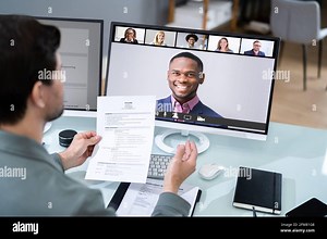 Virtual Job Interview Webcast Using Online Video Conference Stock Photo - Alamy