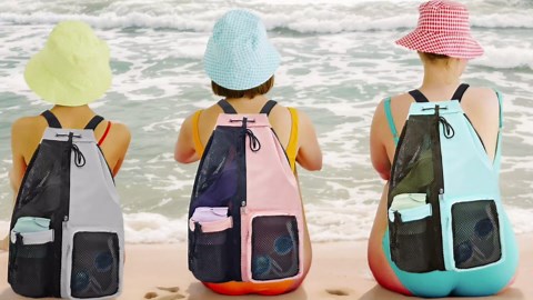 Mesh Beach Backpack with Wet Pocket Drawstring Pool Bag Waterproof Swimming Bag Gym Backpack for Men & Women