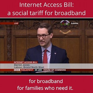 31 reactions | Some snippets from my speech in the House of Commons today calling for a low cost social tariff for broadband for families who need it. I'll now be picking this up with the internet service providers and Ofcom to get this sorted. Watch this space! | Darren Jones MP | Facebook
