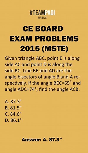  Board Exam Challenge!  Think you can solve this board exam problem? Check out the question and find the answer key at the end! Test your knowledge and see if you got it right! 樂✨  Share your solution in the comments and let's discuss how you tackled it! Together, we can conquer these challenges!  #BoardExamPrep #AnswerKey #CivilEngineering #TeamPadi #TeamPadiManila #PadillareviewcenterManila #ExamChallenge #EngineeringProblems | Padilla Review Center | Facebook