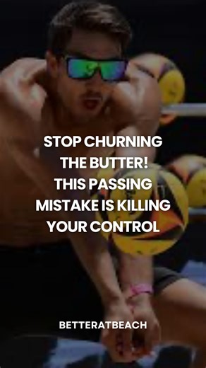 Better at Beach Volleyball on Instagram: "🧈🏐 STOP CHURNING THE BUTTER WHEN YOU PASS! If your swing your pass right before contact, your pass will not go where you want it to be 😅 In this video we break down why staying calm through the ball is key to cleaner, more consistent passing — especially under pressure. Want our best passing drills to lock this in? 👇 Comment “PASSING” and we’ll send them your way! #beachvolleyball #volleyballpassing #passingtips #betteratbeach #volleyballtraining #vo