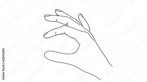 Animated sketch vector drawing doodle hand shape thumb finger pinch drawn in black