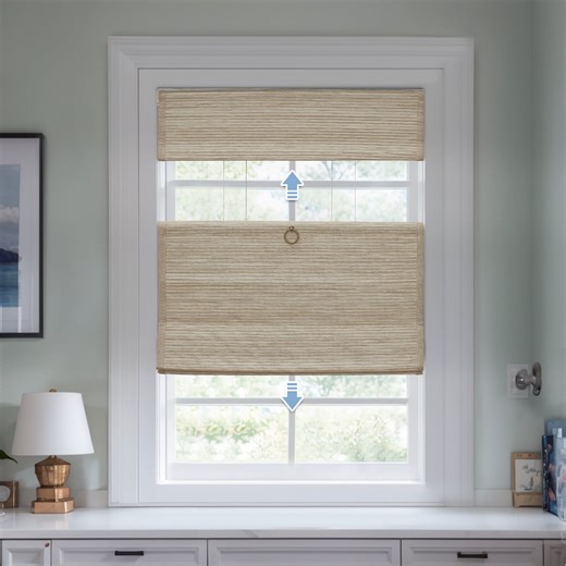 Keego Top Down Bottom Up Roman Shades for Windows Cordless Natural Fabric Roman Window Shades Blinds 100% Natural Linen Hand-Made Windowtreatment - Almond (with Linen, Block 90%-95% Light) 61"W x 72"H