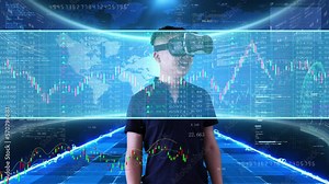 Watch stock market quotes with vr virtual reality smart devices.