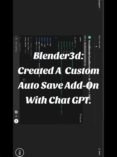 How to create a custom blender autosave Ads-On with Chat GPT. #chatgpt #blender3d #3d #3dmodeling