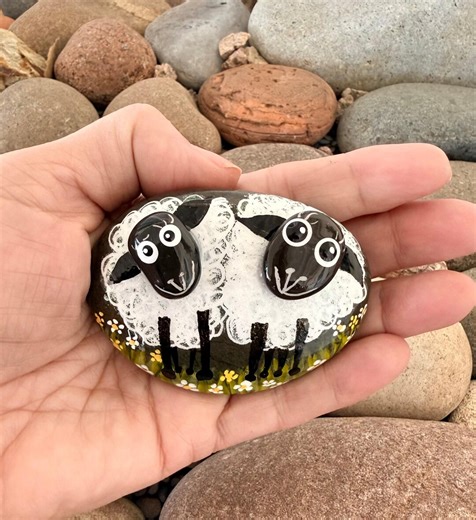 3D Hand Painted Rocks, Easter Lambs, Baby Gifts, - Etsy