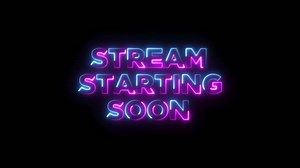 Stream starting soon neon text animation isolated on black background