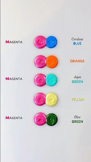 Magenta With Different 5 Colors Mixing Shades 🎨😍#colormixing #paintmixing #art #painting #shorts