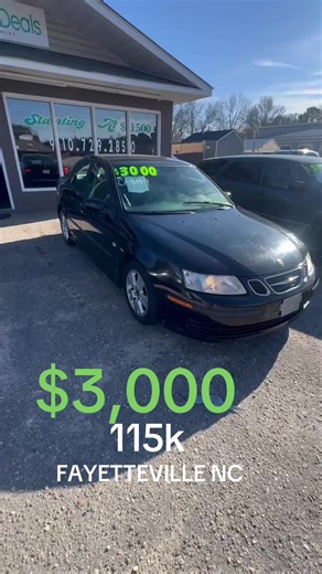 2007 Saab 9-3 with only 115k miles. Turbo 4cyl 2.0 (Pretty quick) Great on gas! New spark plugs and oil change. Fresh NC inspection. Great for A-B traveling. Ready to Go! Asking $3,000 Cash Deals Auto LLC 5304 Bragg Blvd, Fayetteville NC 910-729-2850