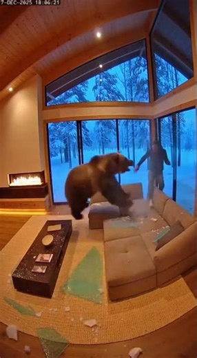 Bear Smashes Through a Panoramic Window and Walks Into the House 🐻