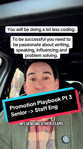 Promotion Playbook - Part 3: Staff → Senior Staff Thoughts and opinions from a #netflix engineer. A Staff Engineer isn’t just “Senior but better.” It’s leadership leverage. #softwareengineering #staffengineer #careergrowth #techtok