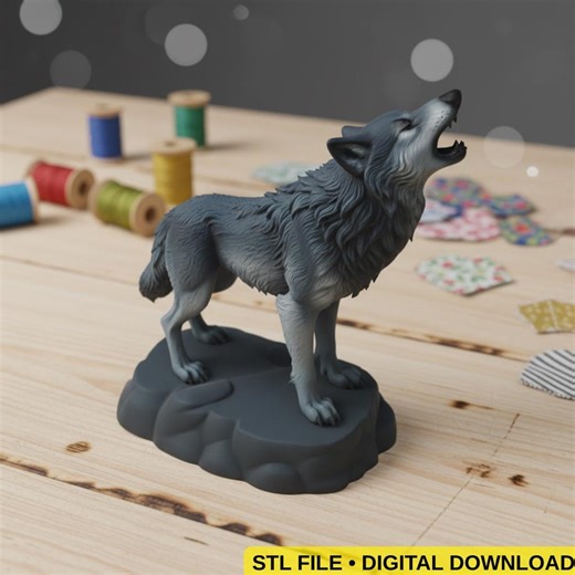 Howling Wolf Statue 3D STL File | Realistic Wildlife Figurine | Digital Download - Etsy