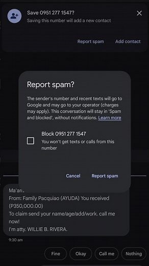 Spam reported 😎 - how to report spam text messages and block number immediately after receiving