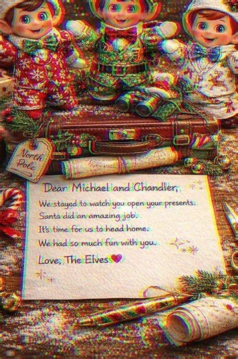 Goodbye song from the Elves. Love you both! #elf #christmas