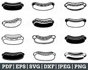 Hot Dog Svg, Hot Dog Vector, Hot Dog Silhouette, Hot Dog Cut File, Jpeg, Png - Etsy