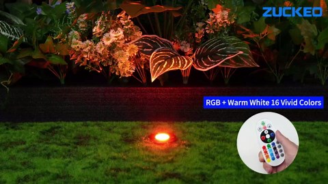 ZUCKEO RGB Low Voltage Landscape Lights LED Color Changing Well Lights, Outdoor In Ground Light Waterproof Accent Spotlights 12-24V Landscape Lighting for Yard Garden Pathway(8Pack with Connectors)